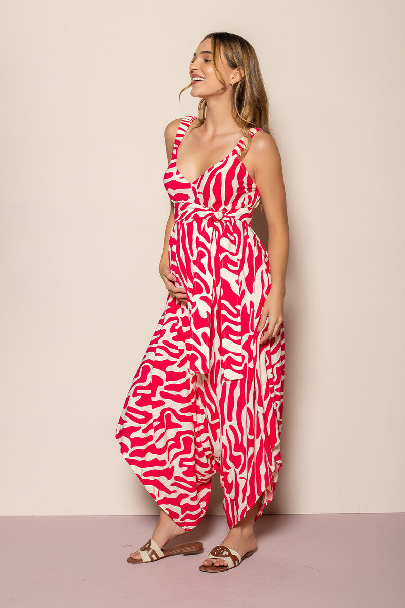 Enterizo Macaco Estampado Fucsia – mamaternity